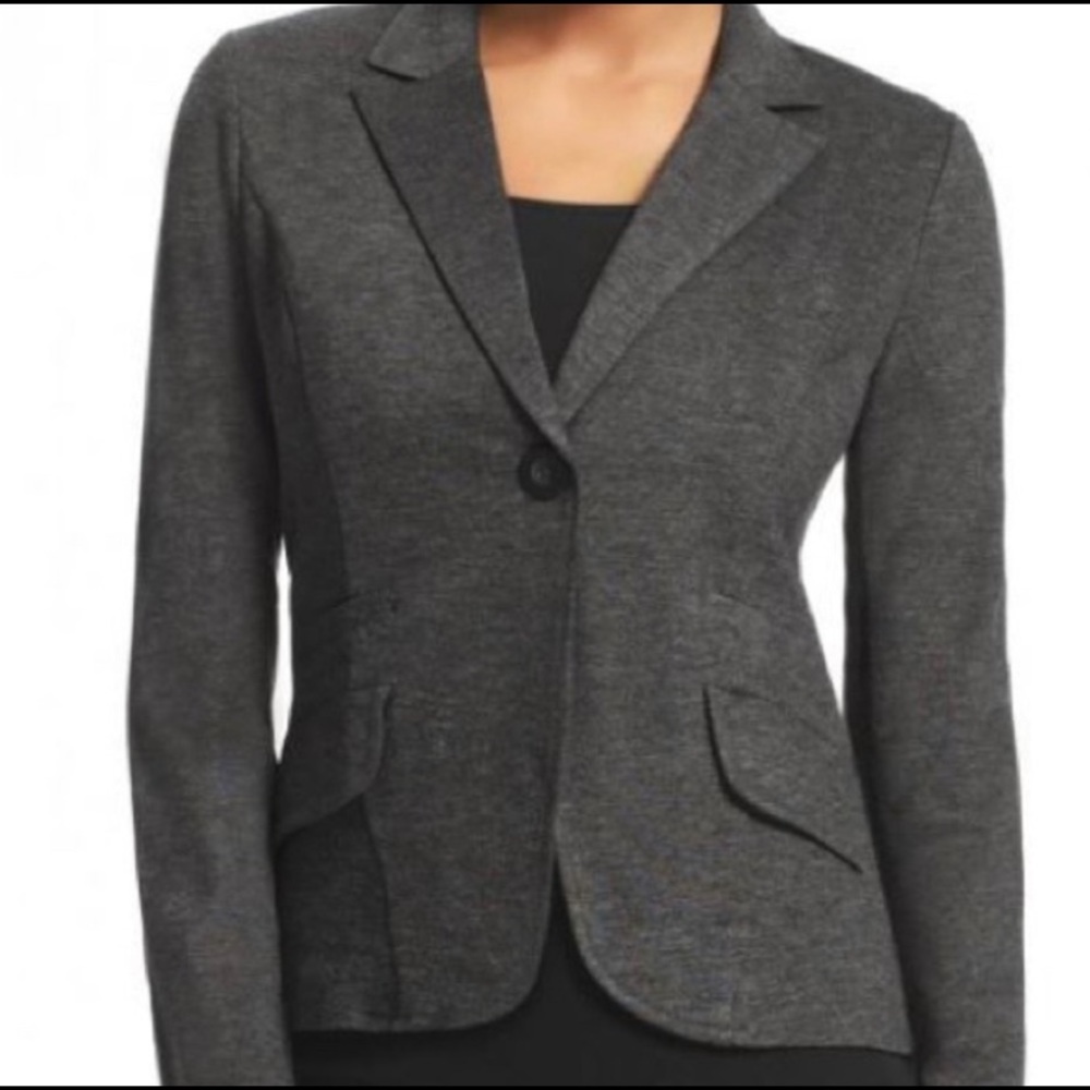 Cabi Grey 616 Ponte Jet Set One Button Blazer 6 - Gem